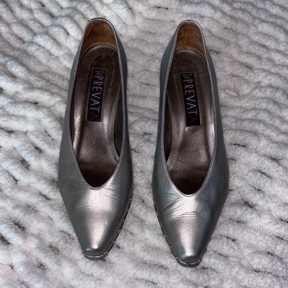 Prevata | Shoes | Vintage Prevata Metallic Silver Pumps With Gold ...